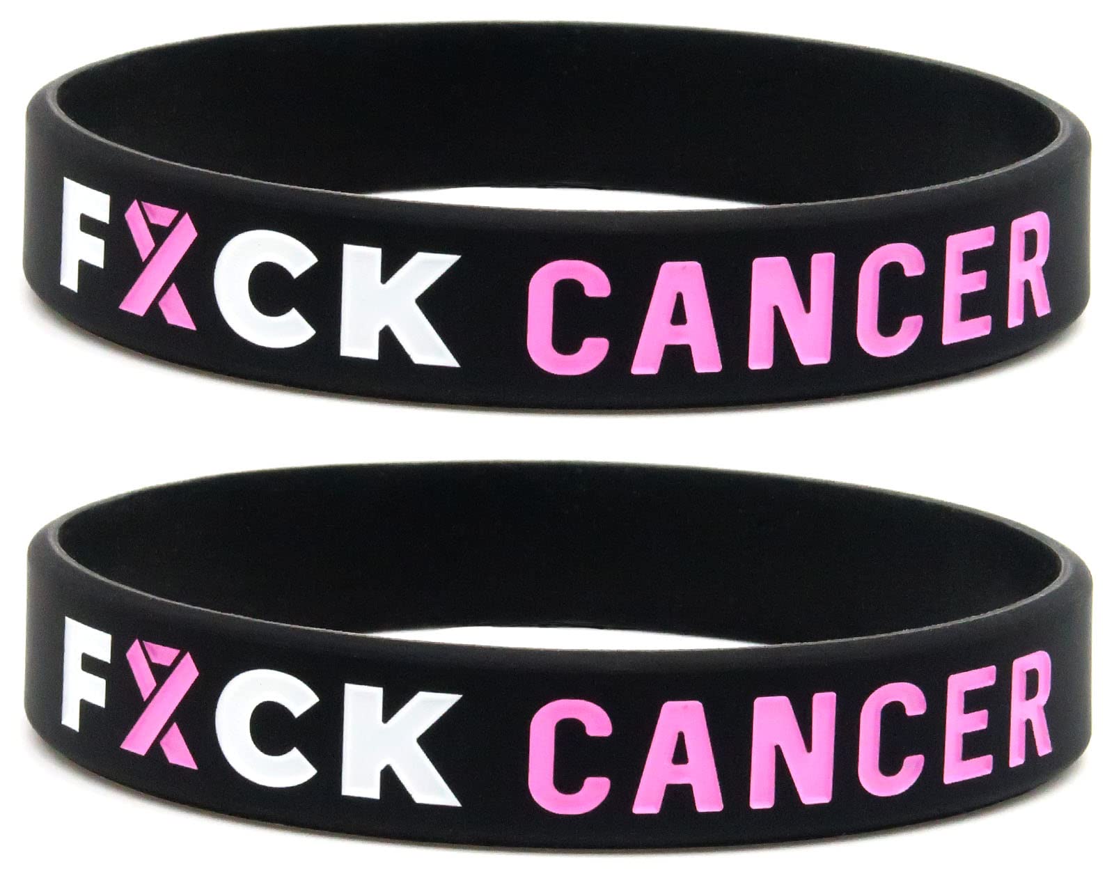 Amazon.com: Giftphoria Fuck Cancer Wristbands with Pink Breast Cancer ...