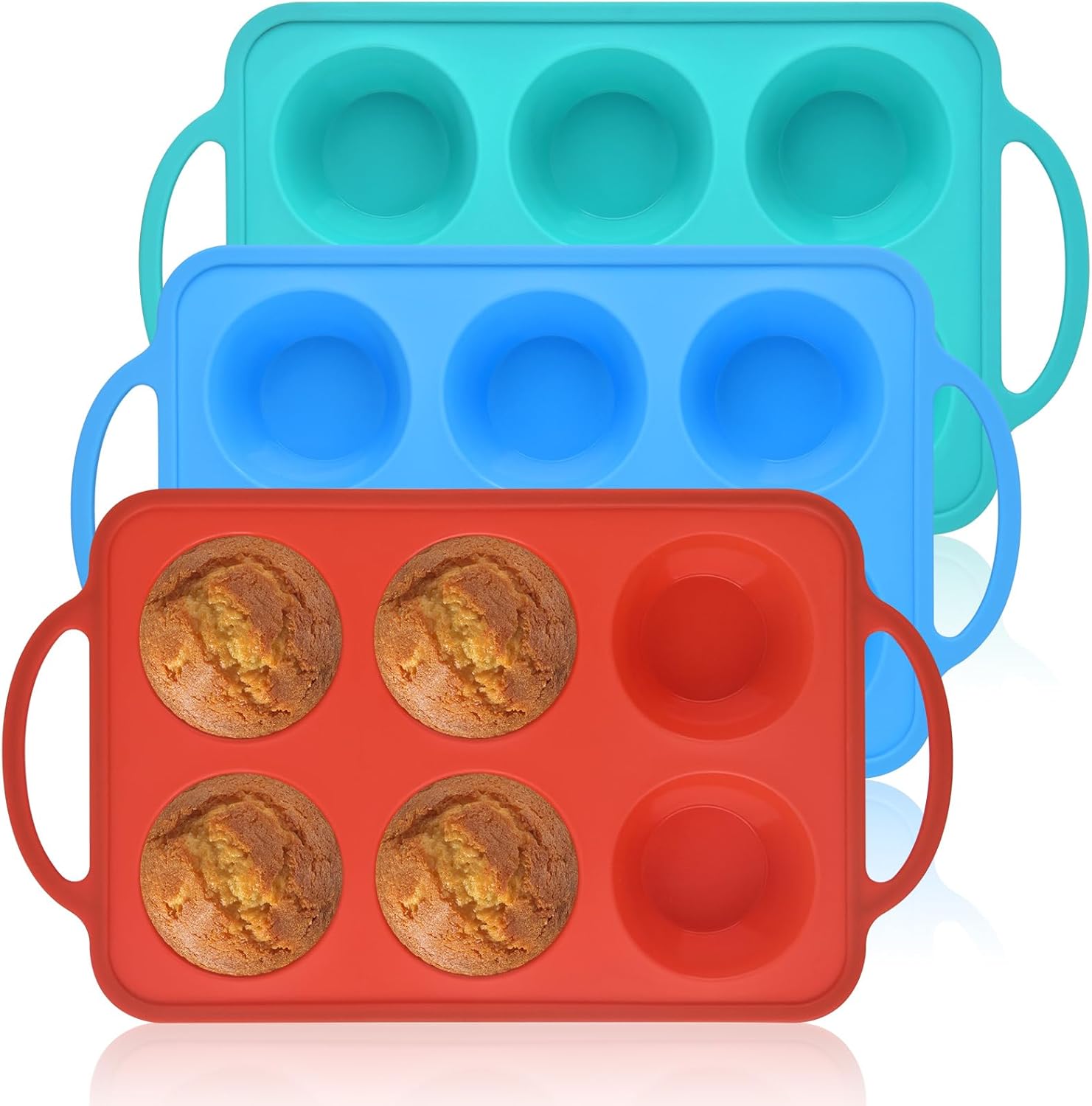 Amazon.com: Silicone Cupcake Pan, 3 PCS Silicone Baking Muffin Pans For ...