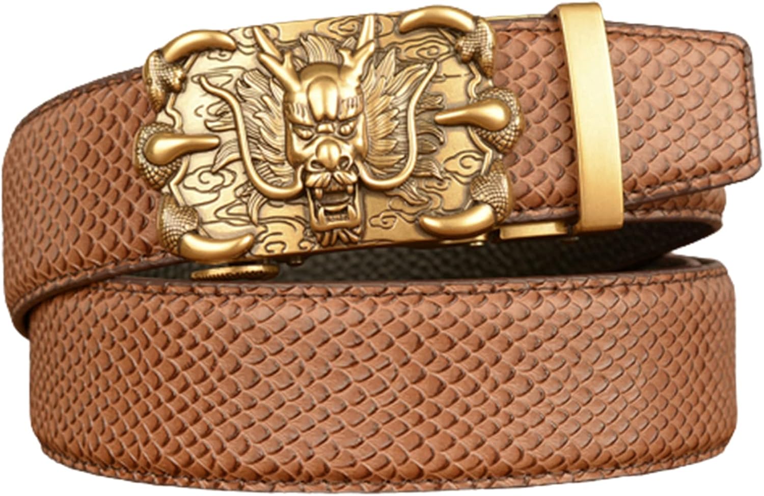 Amazon.com: YOPADO Mens Leather Snake Pattern Dress Ratchet Belt with ...