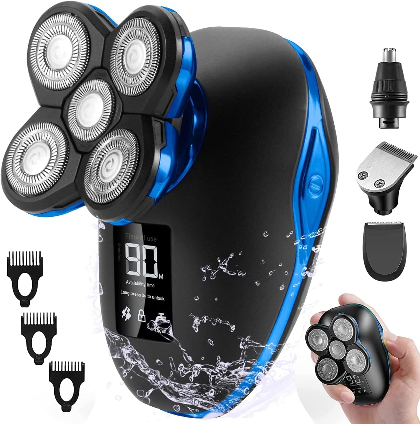 Buy Head Shaver, ATEEN Wet/Dry Electric Razor for Men Rechargeable ...