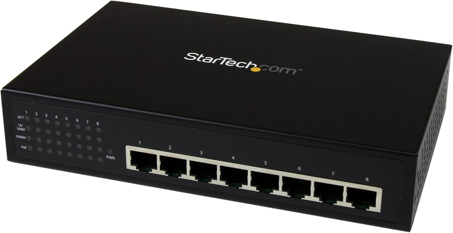 Amazon.com: StarTech.com 8 Port Unmanaged Industrial Gigabit Power Over ...