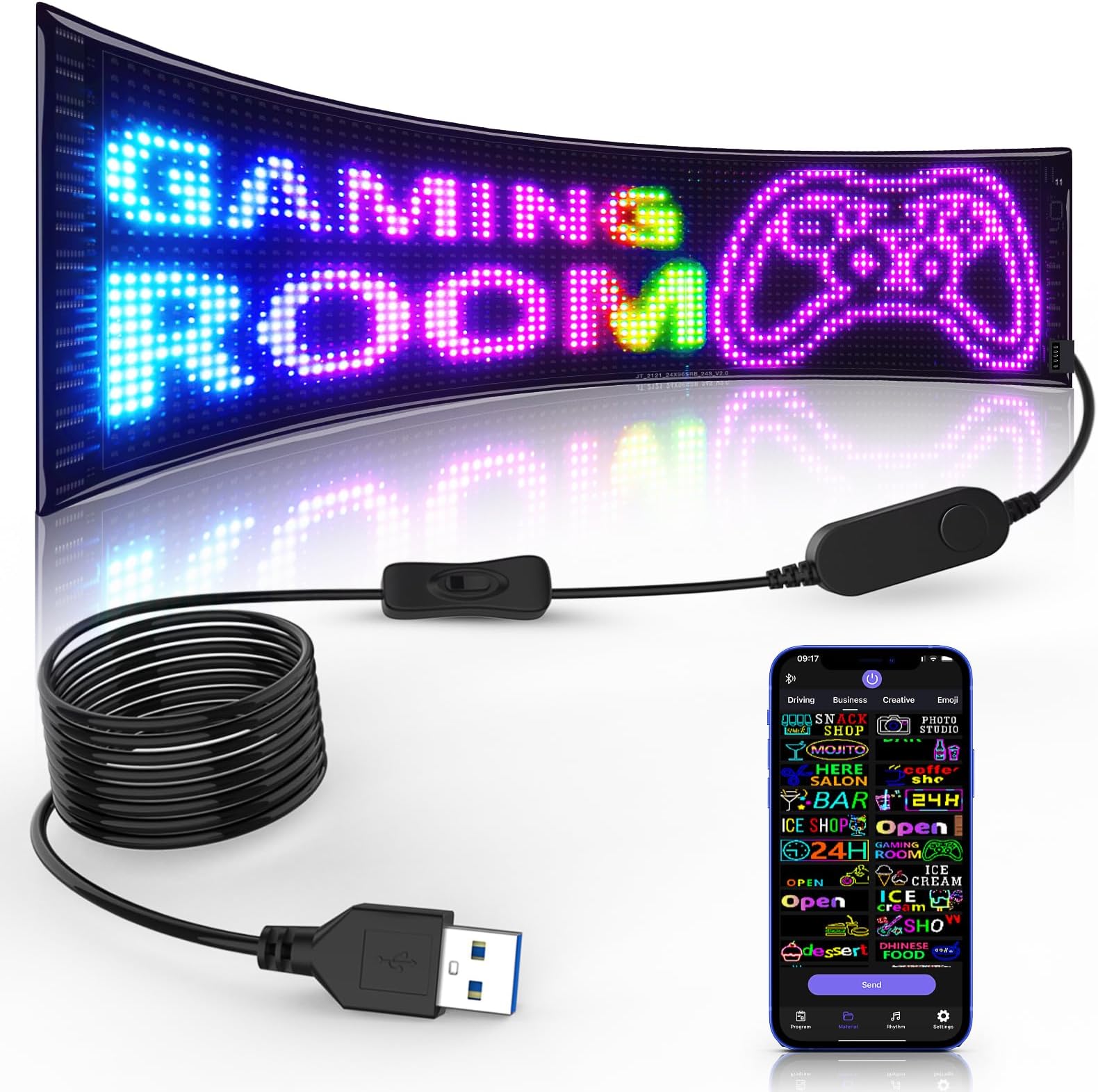 VEVOR Programmable LED Sign, P10 Full Color Flexible Digital Scrolling ...