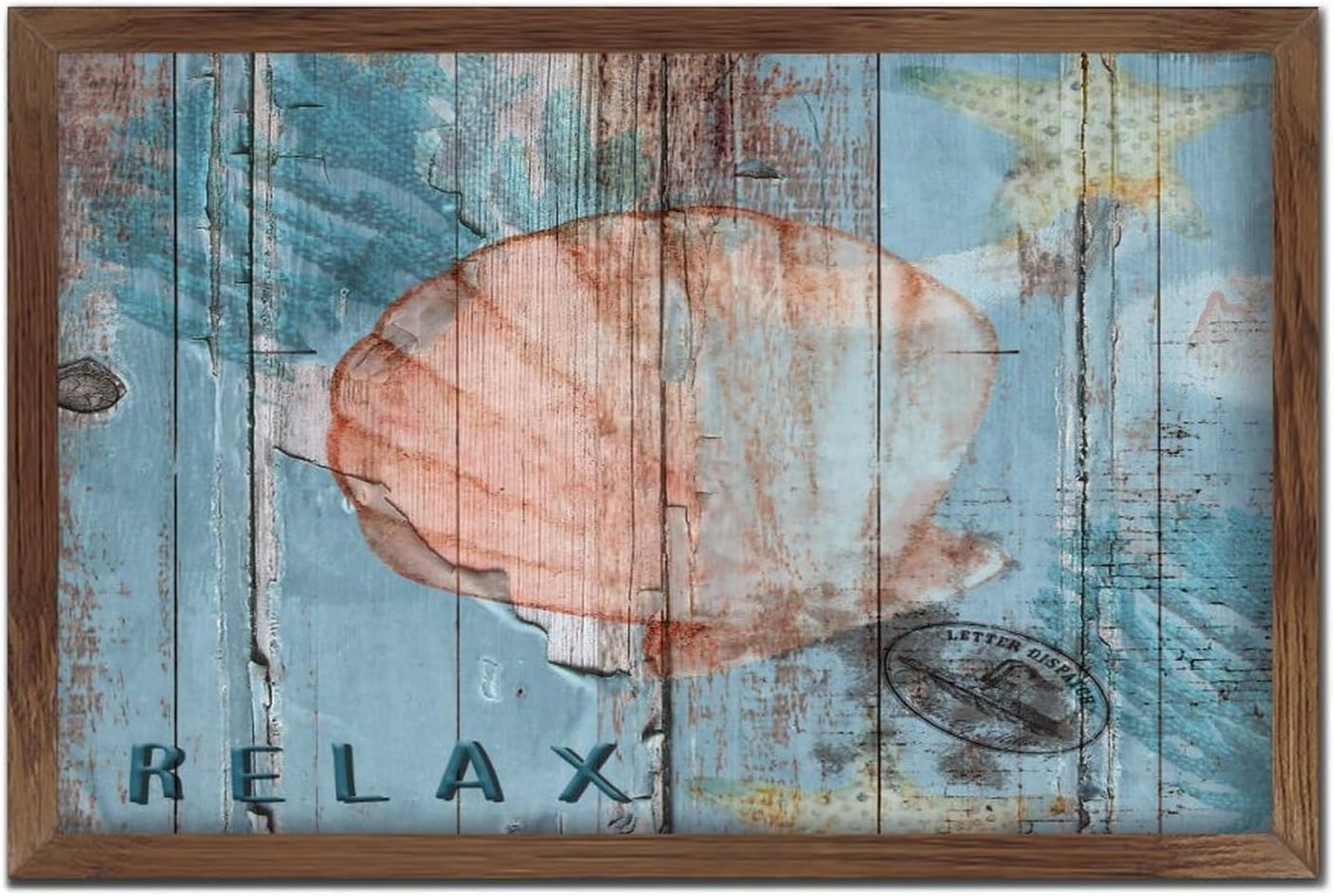 Amazon.com: Nautical Beach Ocean Theme Underwater Shells Wood Framed ...