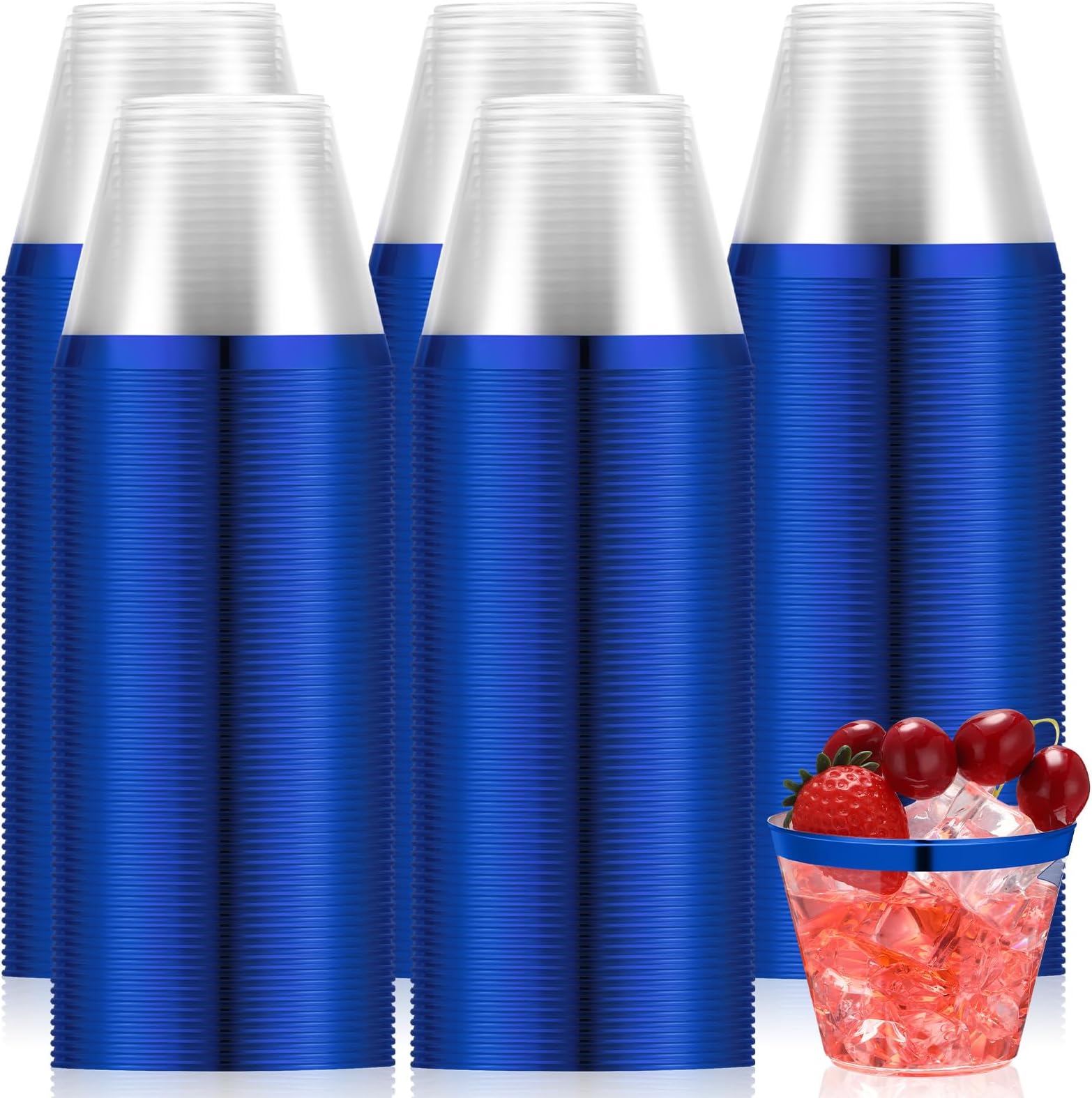Amazon.com: 200 Pcs Rimmed Plastic Cups 9 oz Disposable Wine Glasses ...
