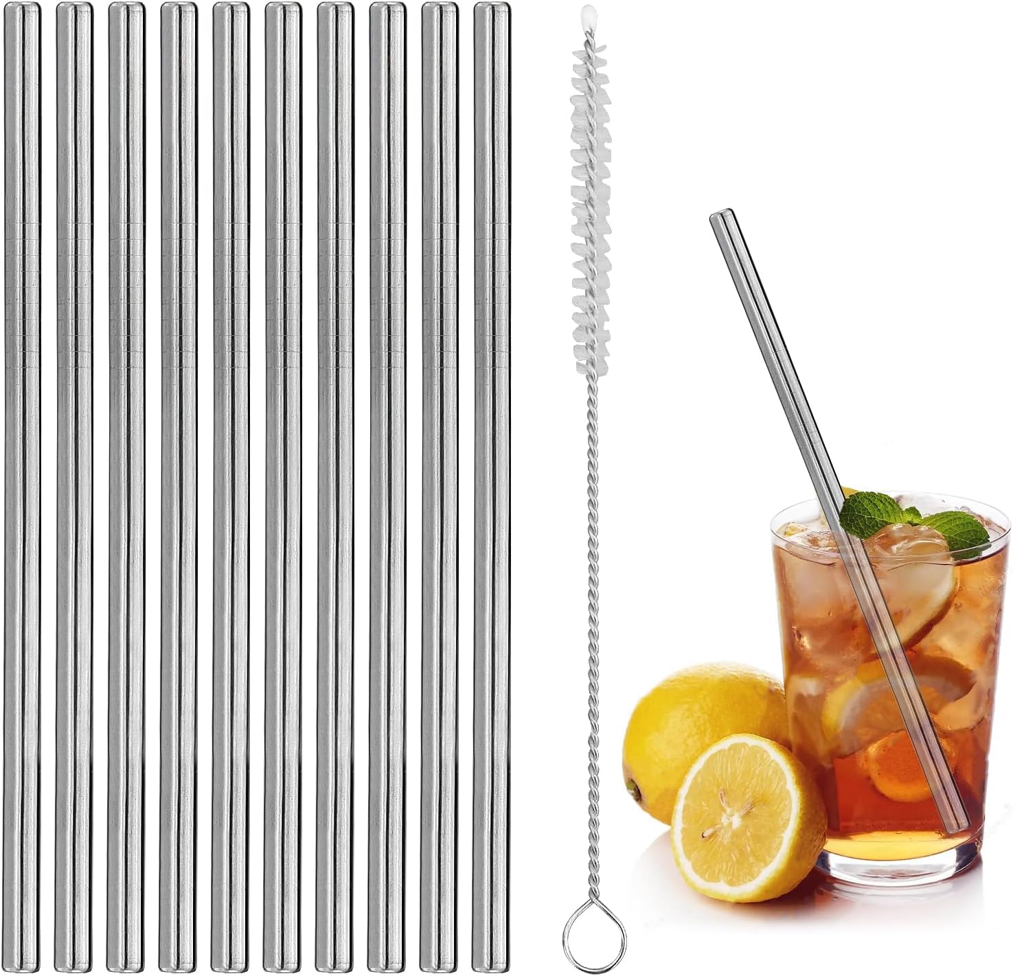 10 Pcs Metal Straws,Stainless Steel Straws,Drinking Straws,Cocktail Straws Short Small Mini ...