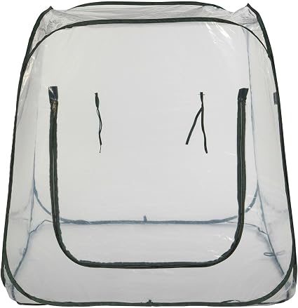 Portable Pop-Up Garden Cloche Mini Greenhouse with Roll-Up Door, Plant ...
