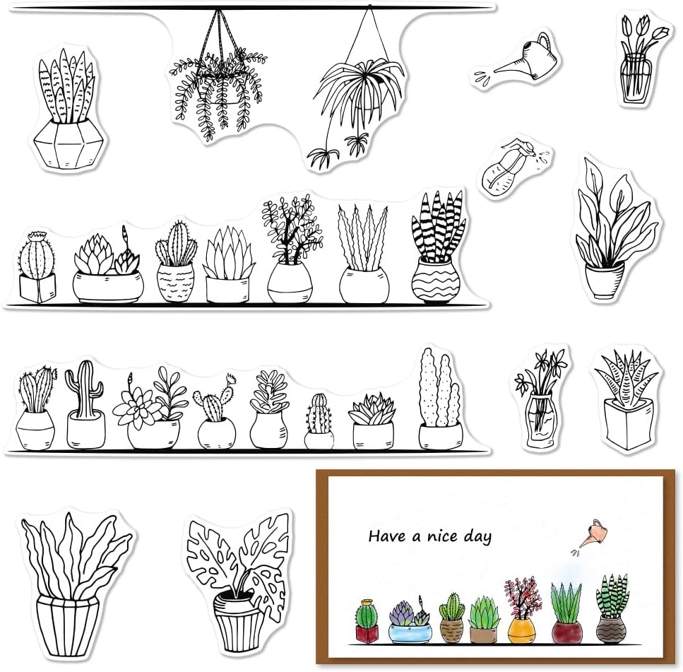 Amazon.com: Welcome to Joyful Home 1pc Cactus Clear Stamp for Card ...