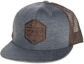 Wrangler Men's Leather Hexagon Patch Mesh Back Trucker Cap at Amazon ...