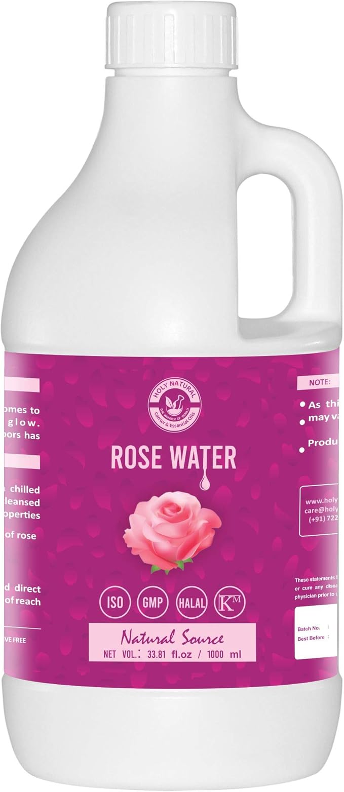 Amazon.com : Holy Natural Rose Water (1000ml) for Face & Hair Toner ...