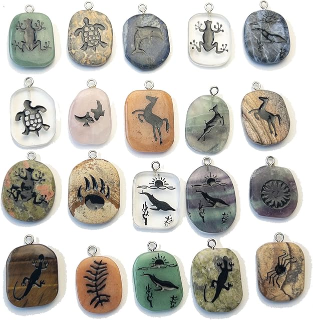 Amazon.com: Bead Gallery Super Value Mixed Stone Cave Painting Pendant ...