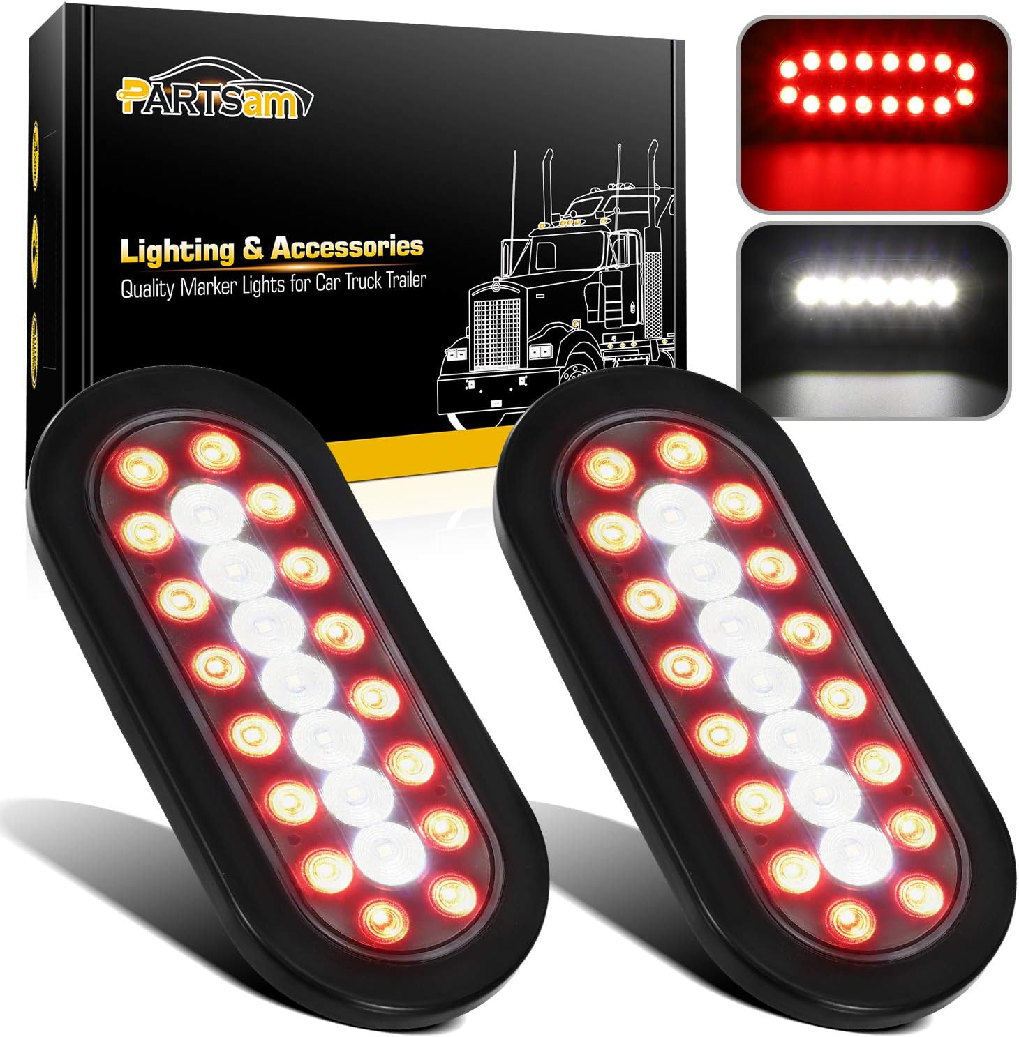 Amazon.com: Partsam 2Pcs 6.3 inch Oval Led Stop Turn Tail Lights with ...