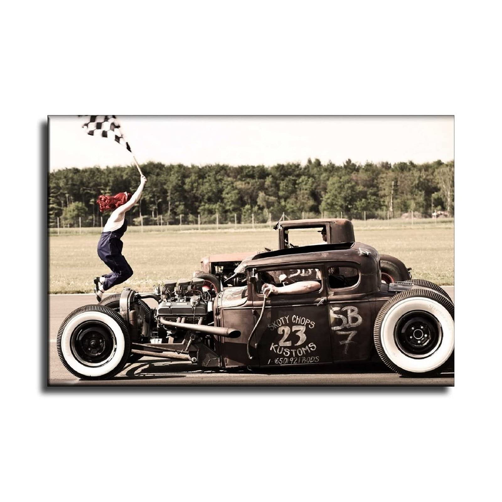 Amazon.com: Hot Rod Drag Racing Poster Decorative Painting Canvas Wall ...