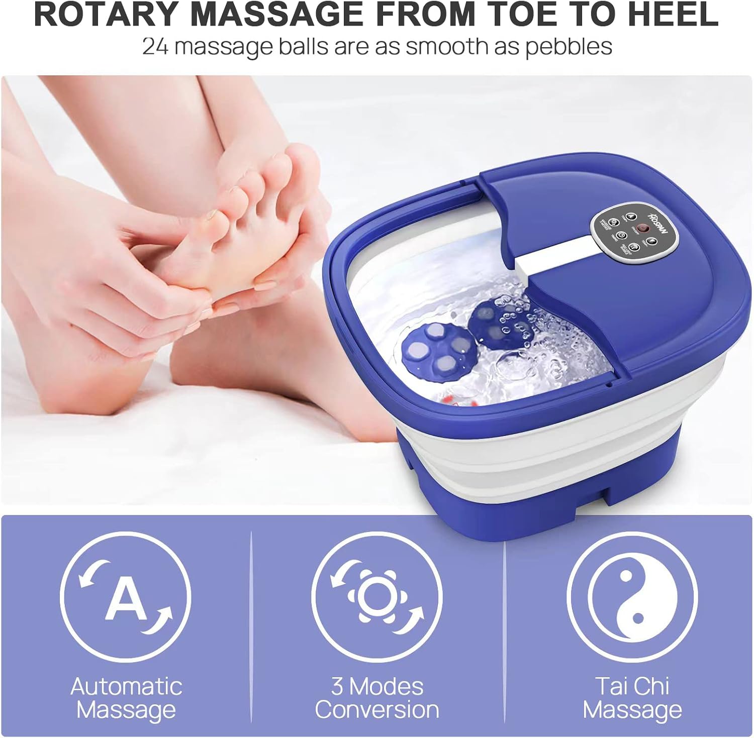 Collapsible Foot Spa Electric Rotary Massage, Foot Bath with Heat ...