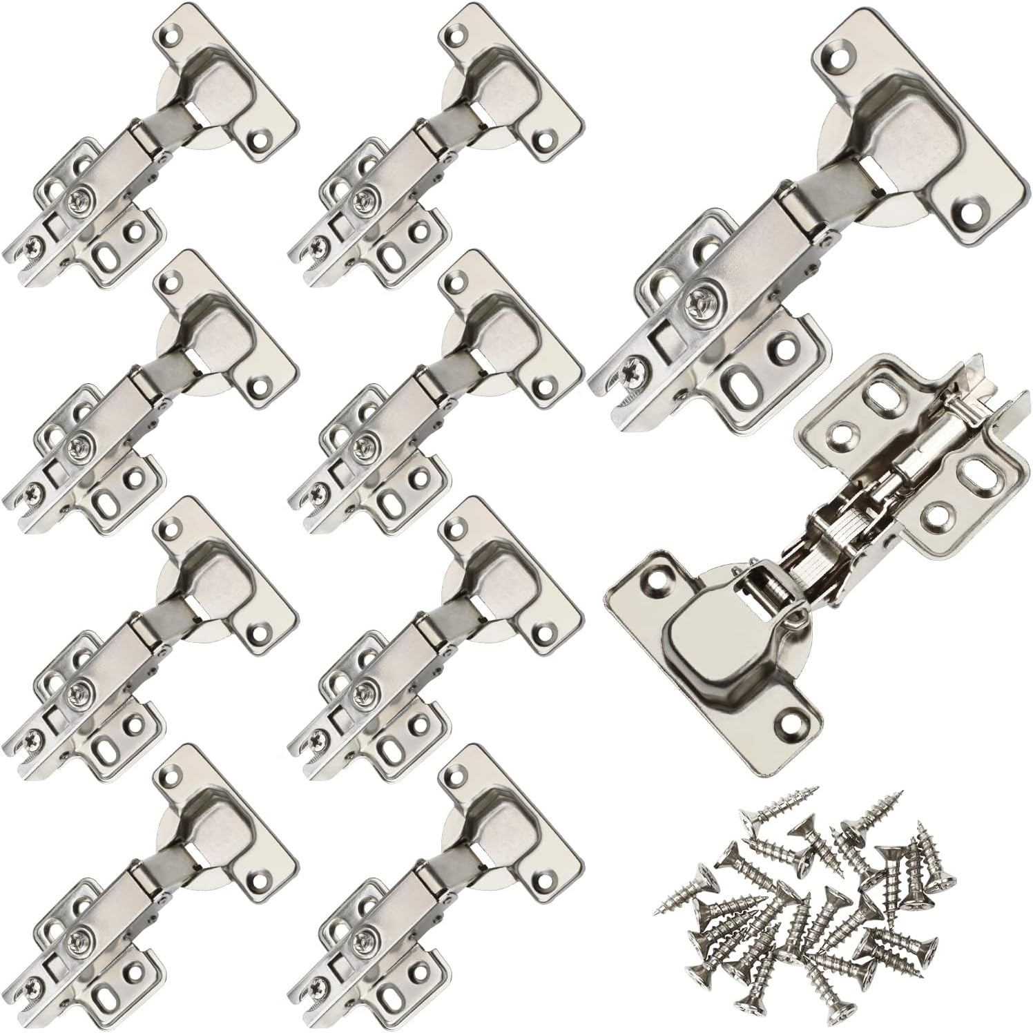 CVIUYO 10 Pack Full Overlay Frameless Soft Closing Cabinet Hinges, 90 ...
