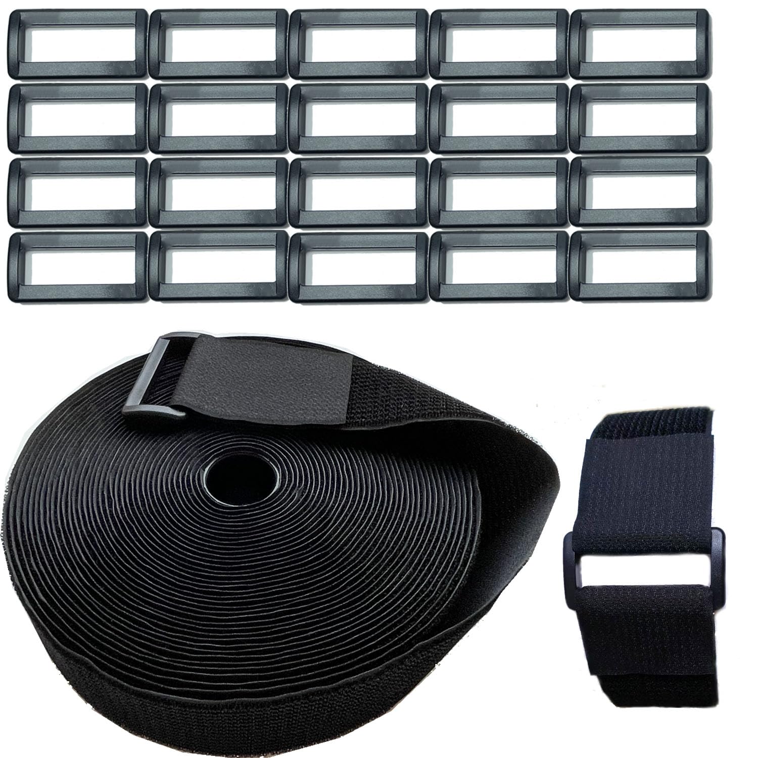 Amazon.com: Wide 2" ×40 Ft Long Hook and Loop Cable Straps with 20 ...