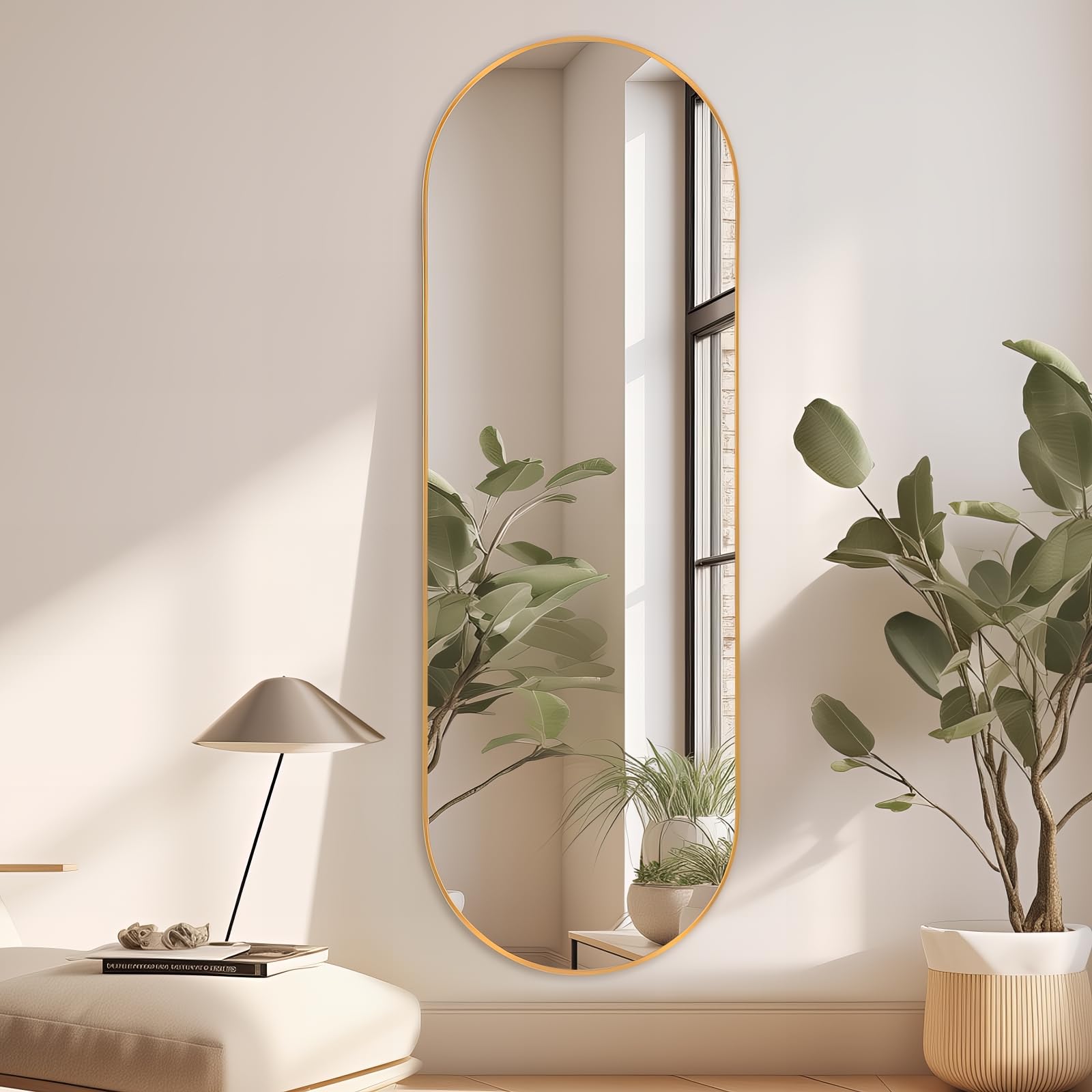 Amazon.com: Niccy 65"×22" Oval Full Length Mirror, Long Oval Mirror ...