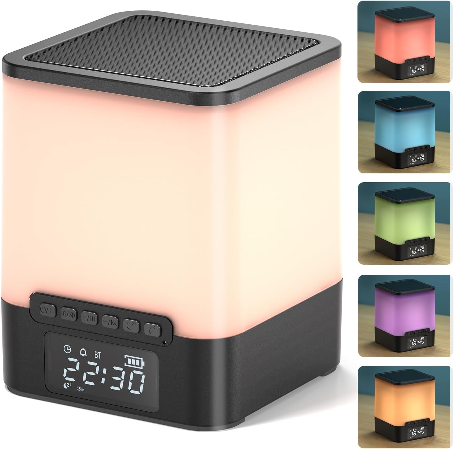 Amazon.com: ANALOI Alarm Clock for Bedroom, RGB Night Light Bluetooth ...