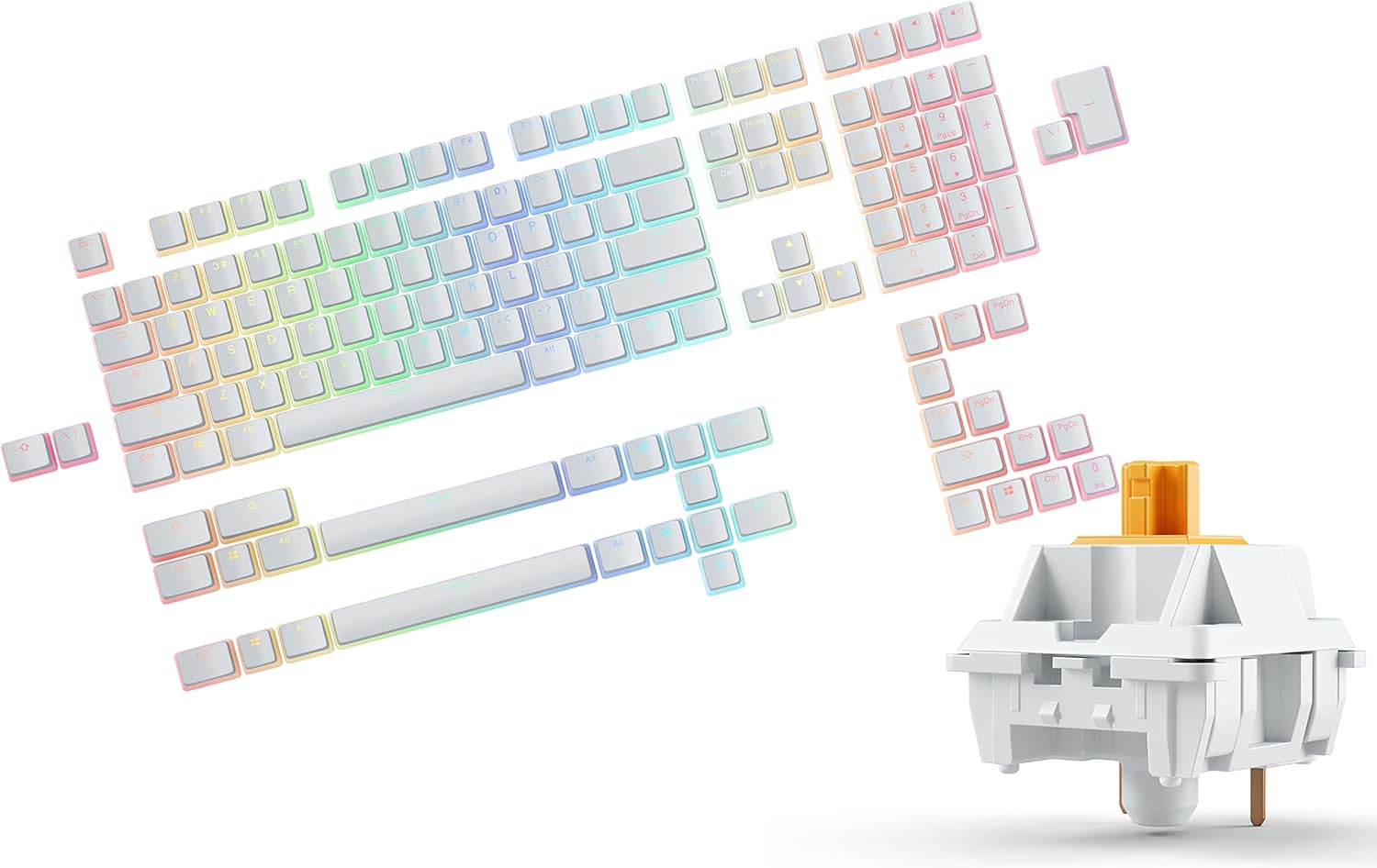 Amazon.com: (Keycap + Keyboard Switch) Glorious Aura V2 (White) - PBT ...