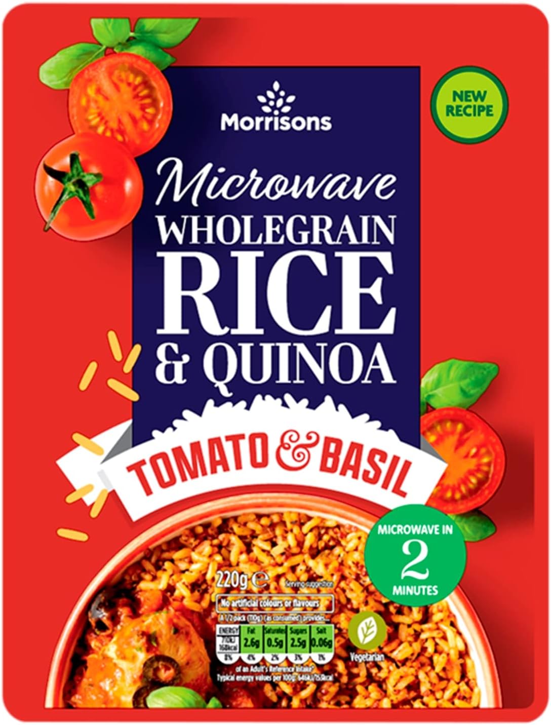 Morrisons Microwave Wholegrain Rice & Quinoa With Tomato & Basil, 220g : Amazon.co.uk: Grocery