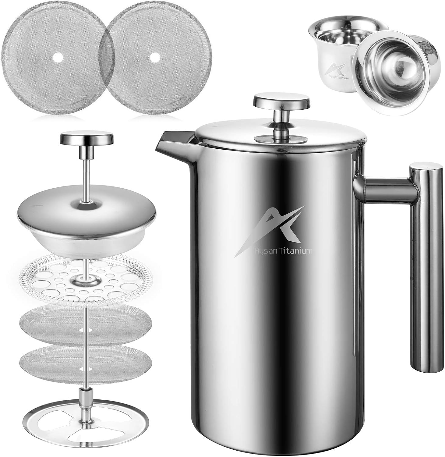 Amazon.com: Aysan Titanium French Press Coffee Maker, 34 oz, 304 Grade ...
