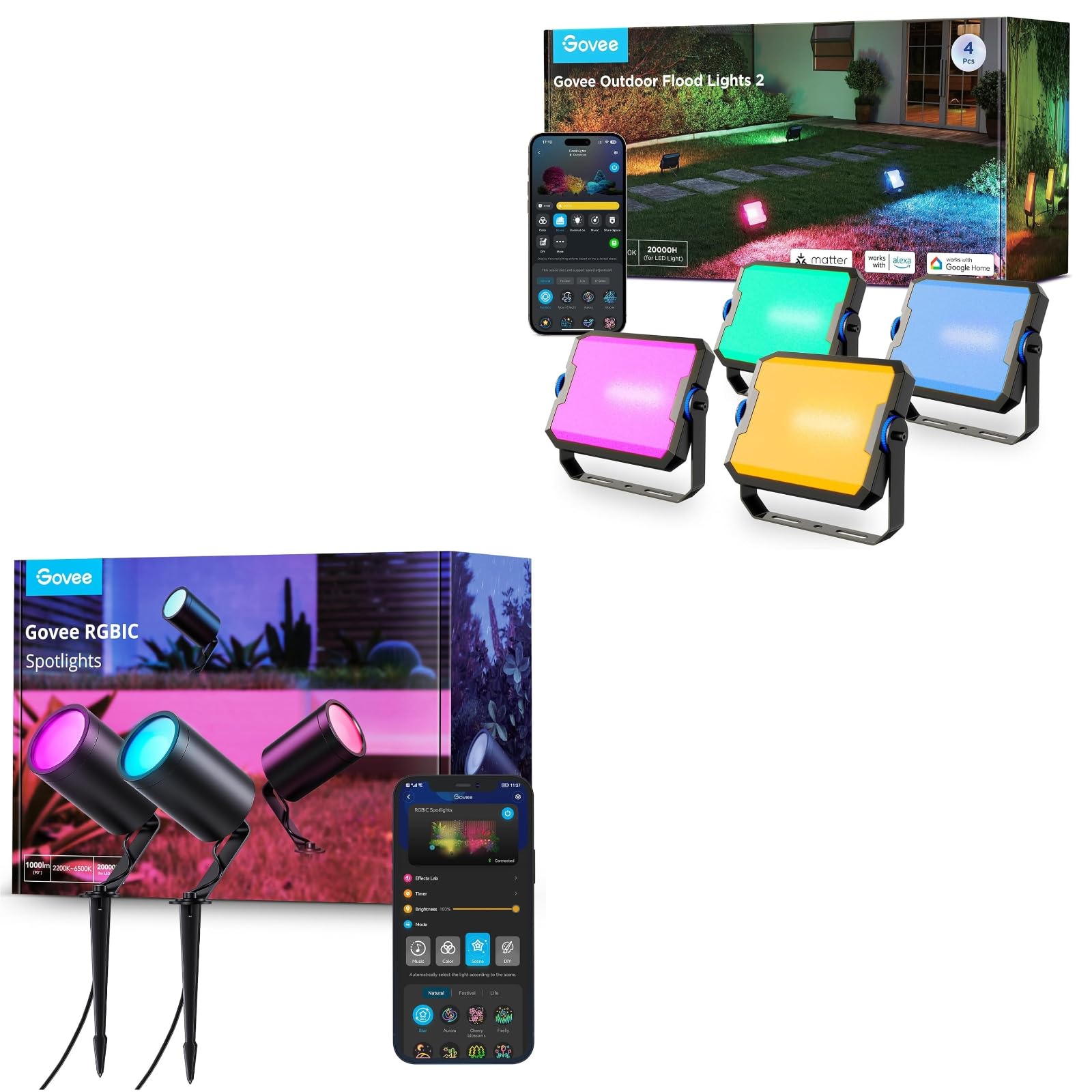 Govee Outdoor Spot Lights, IP65 Waterproof Uplight Spotlights Bundle ...