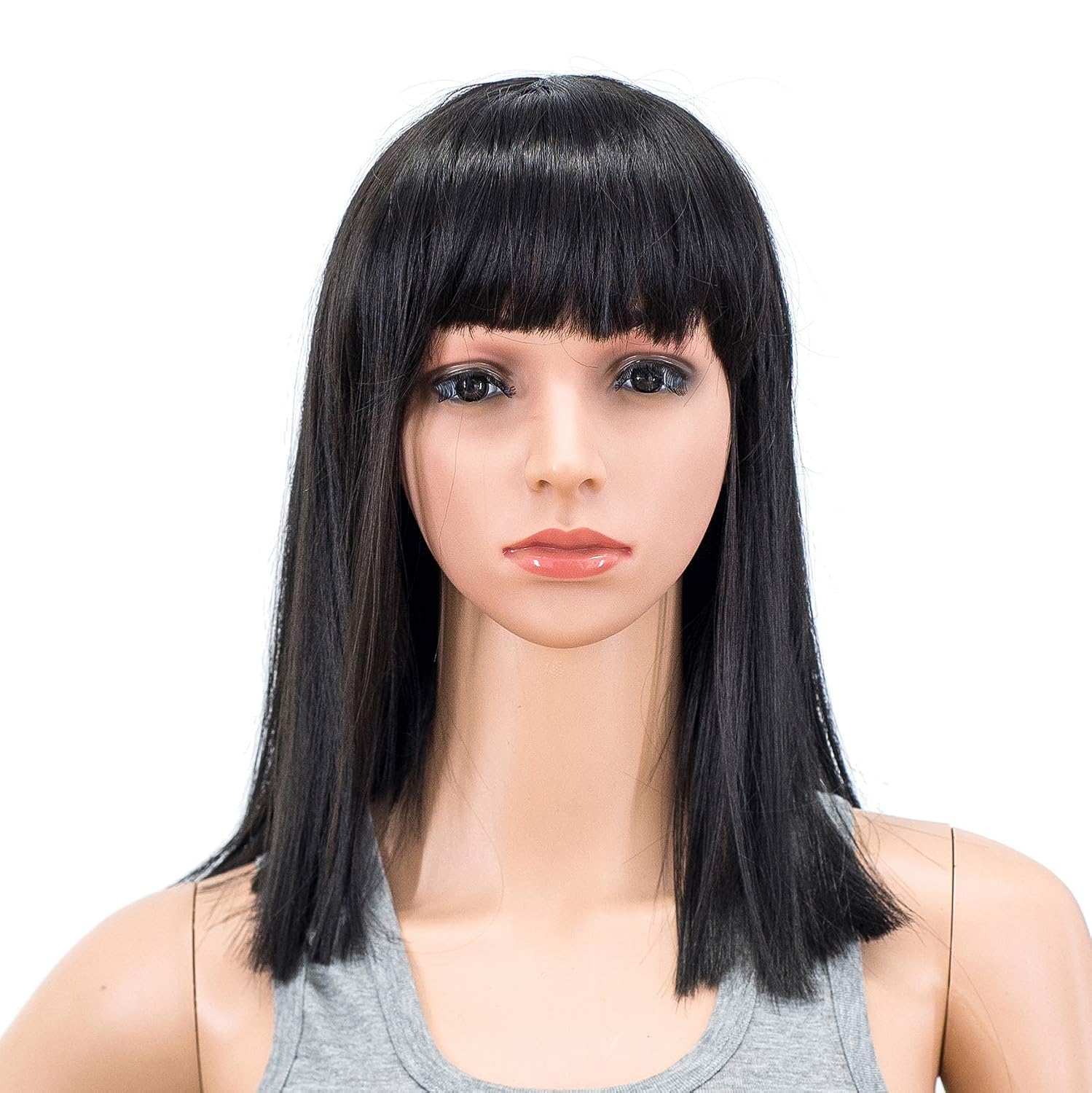Amazon.com : SWACC 14 Inches Short Straight Medium Shoulder Length Wig ...