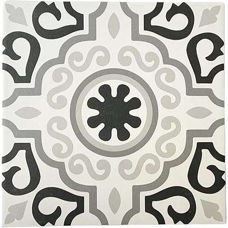 12x12 Flora Gray White Encaustic Ceramic Tile (10 Piece 10Sf Pack ...