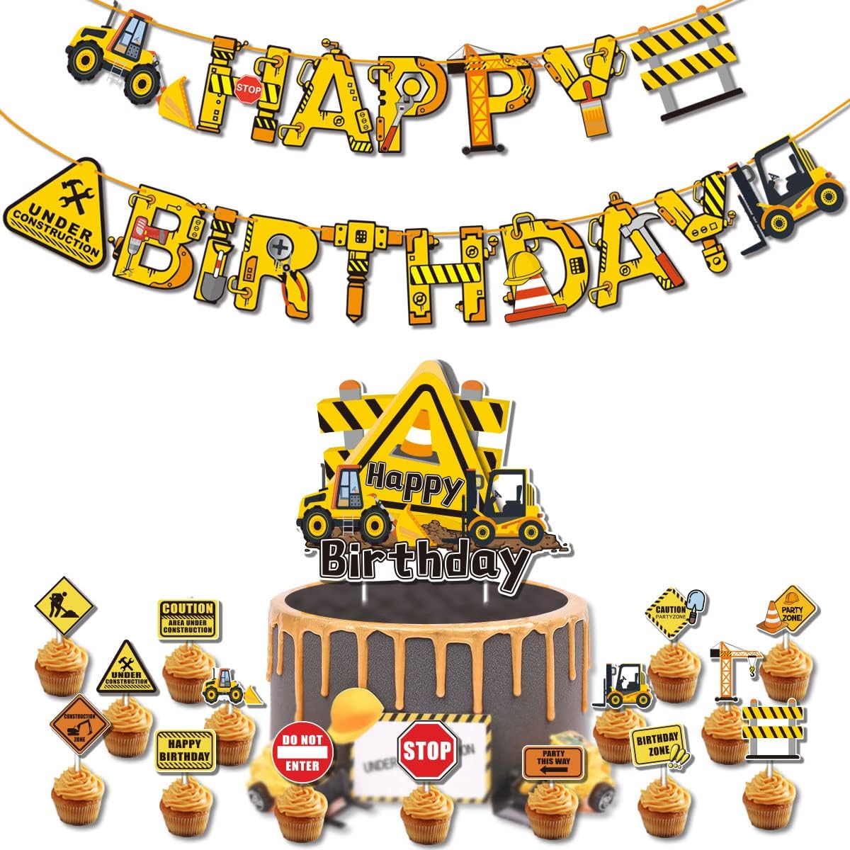 Amazon.com: Excavator Birthday Party Supplies Construction Party ...