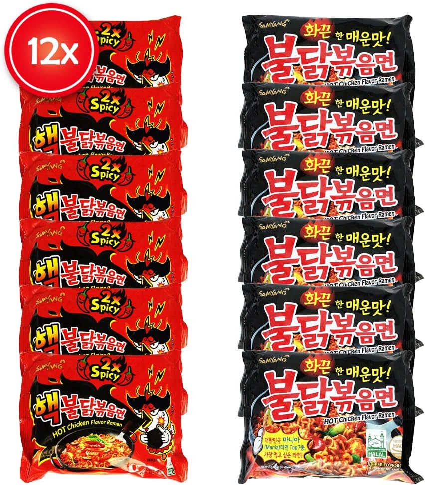 12 x Samyang Instant nudlar – Fire Noodle-set med het kyckling Flavour ...
