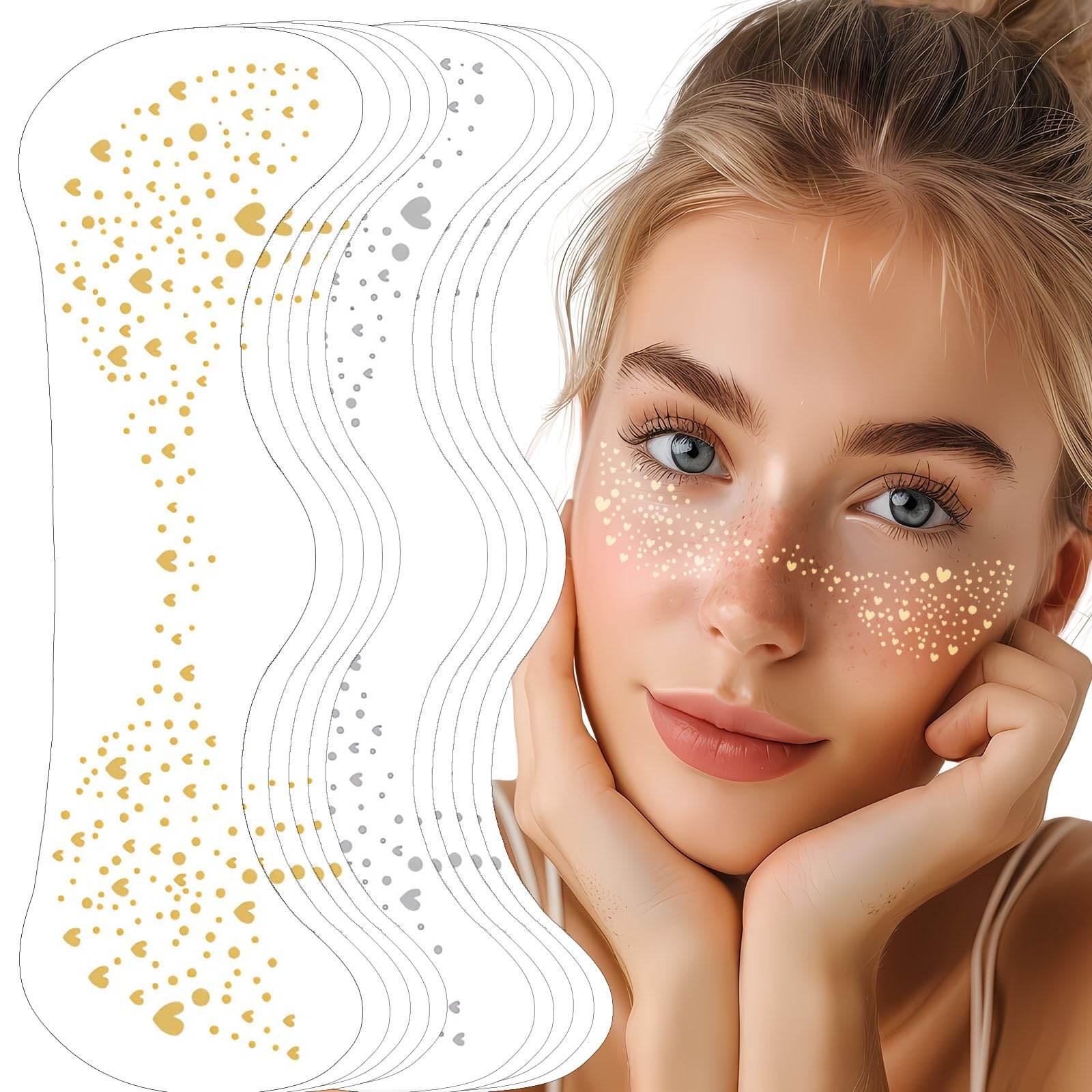 Glitter Freckles,10PCS Glitter Freckles Face Tattoo Temporary ...