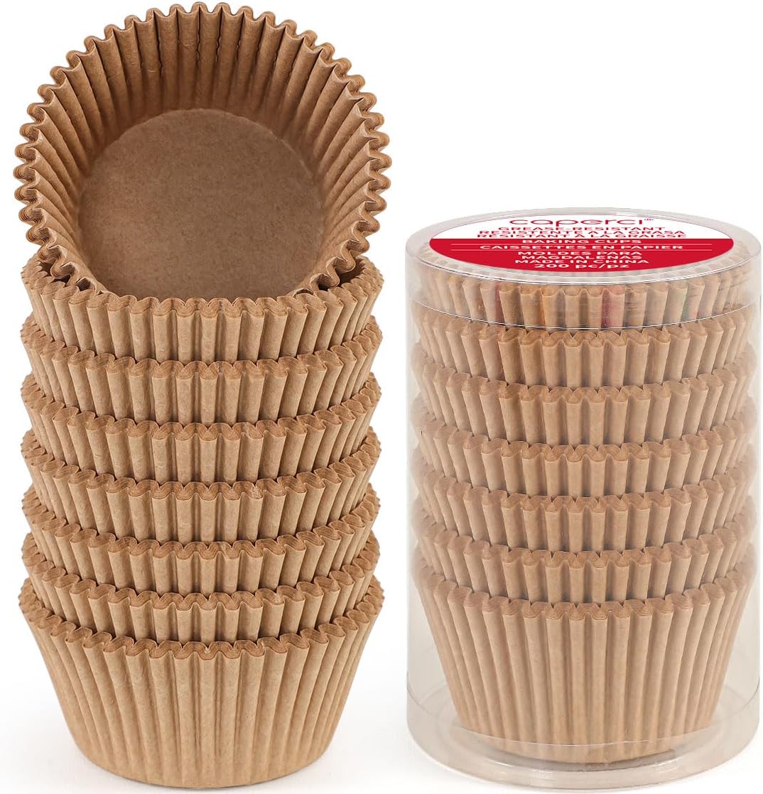 Amazon.com: Standard Natural Cupcake Liners for Baking 200 Counts ...
