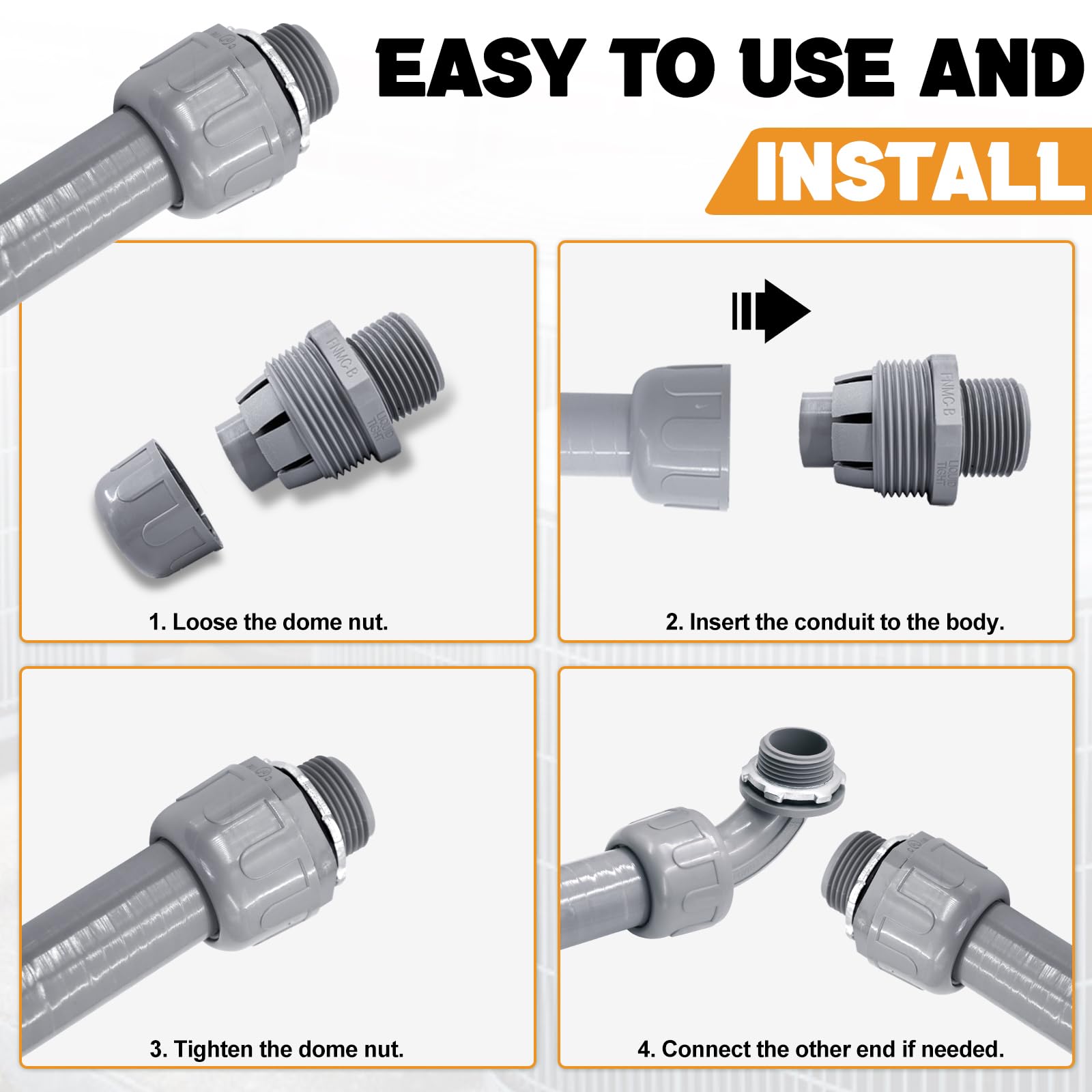 Snapklik.com : Wocloer 1 Inch Liquid Tight Connector PVC Flexible ...