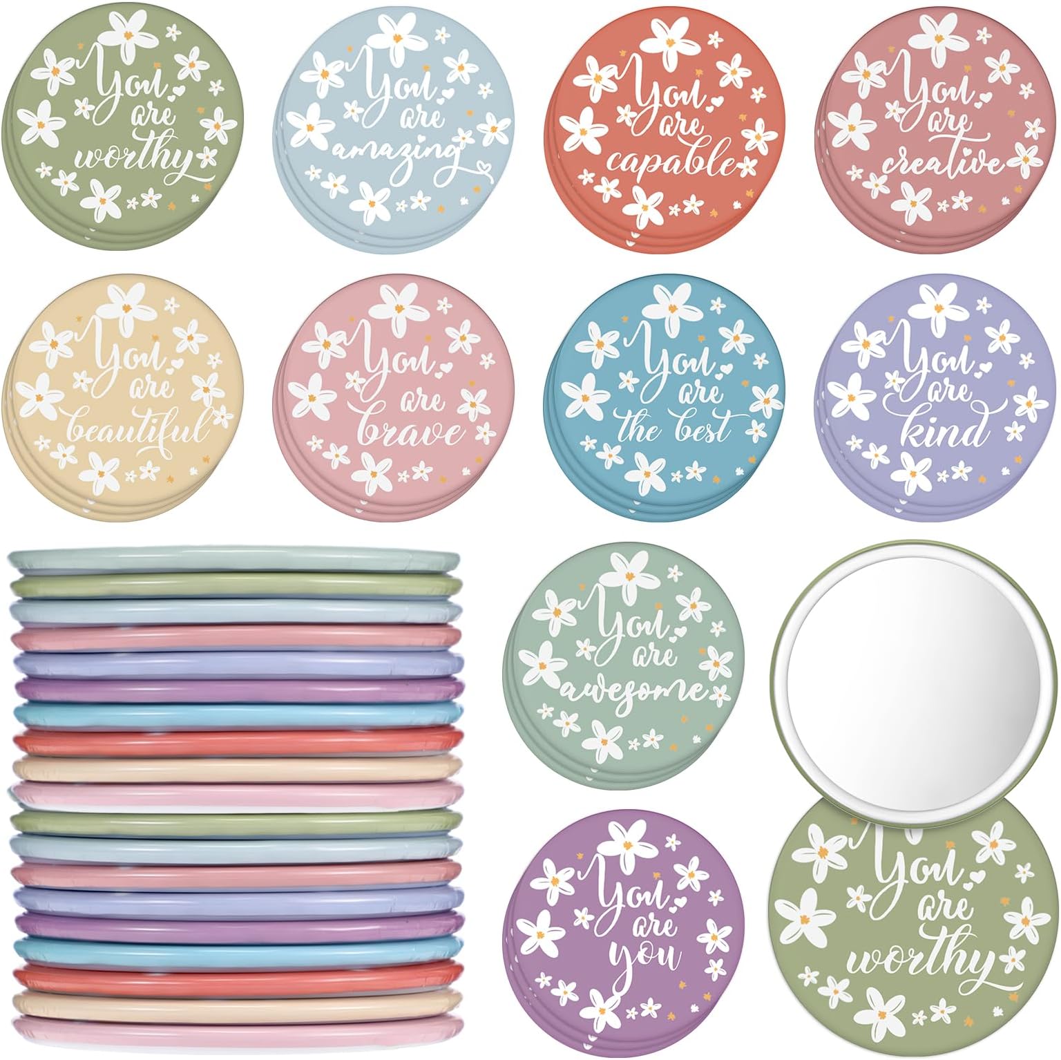 Amazon.com: Kigley 50 Pcs Inspirational Compact Mirrors Bulk for Women ...