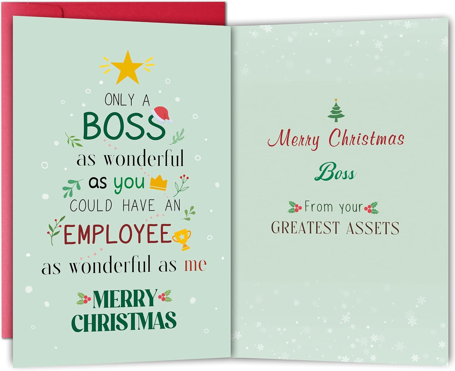 Amazon.com: Bewoow Funny Christmas Card for Boss, Humor Holiday ...