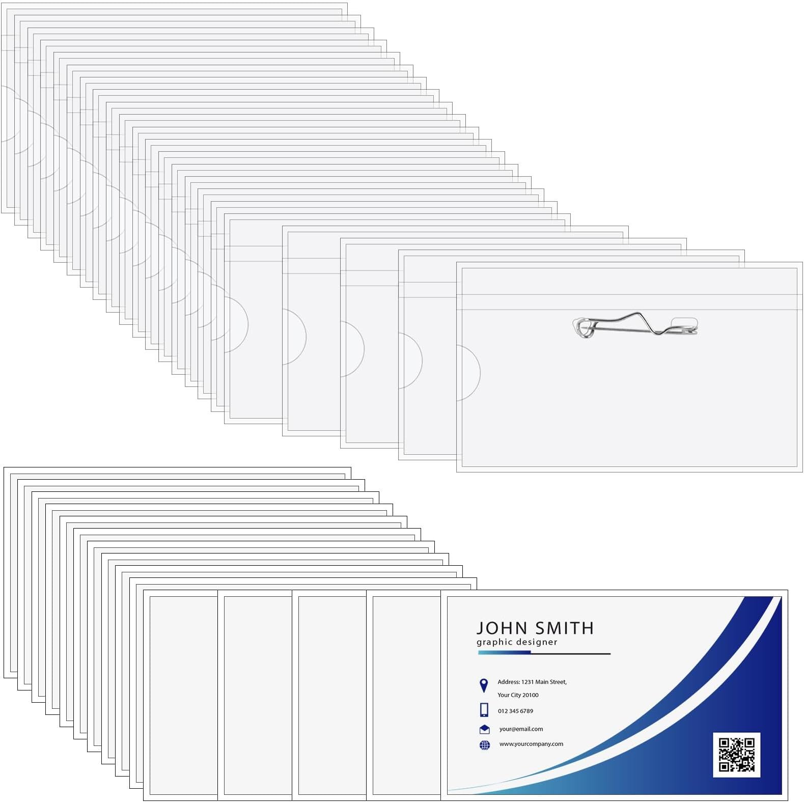 Amazon.com : 50 Pcs Pin Style Name Badge Holders Clear Plastic Badge ...