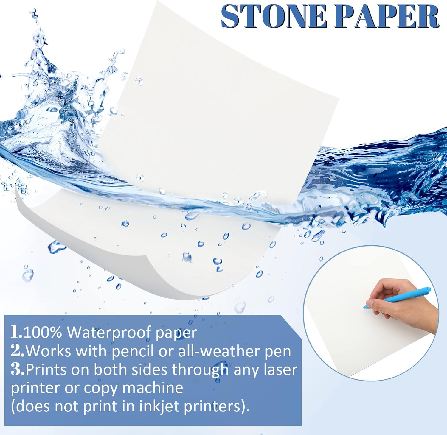 Buy 200 Sheets Waterproof Multipurpose Copy Printer Paper Weather Copy ...