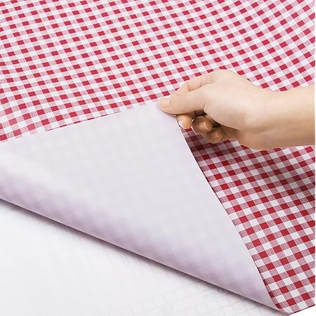 Amazon.com - Self Adhesive Red Gingham Shelf Liner Plaid Contact Paper ...