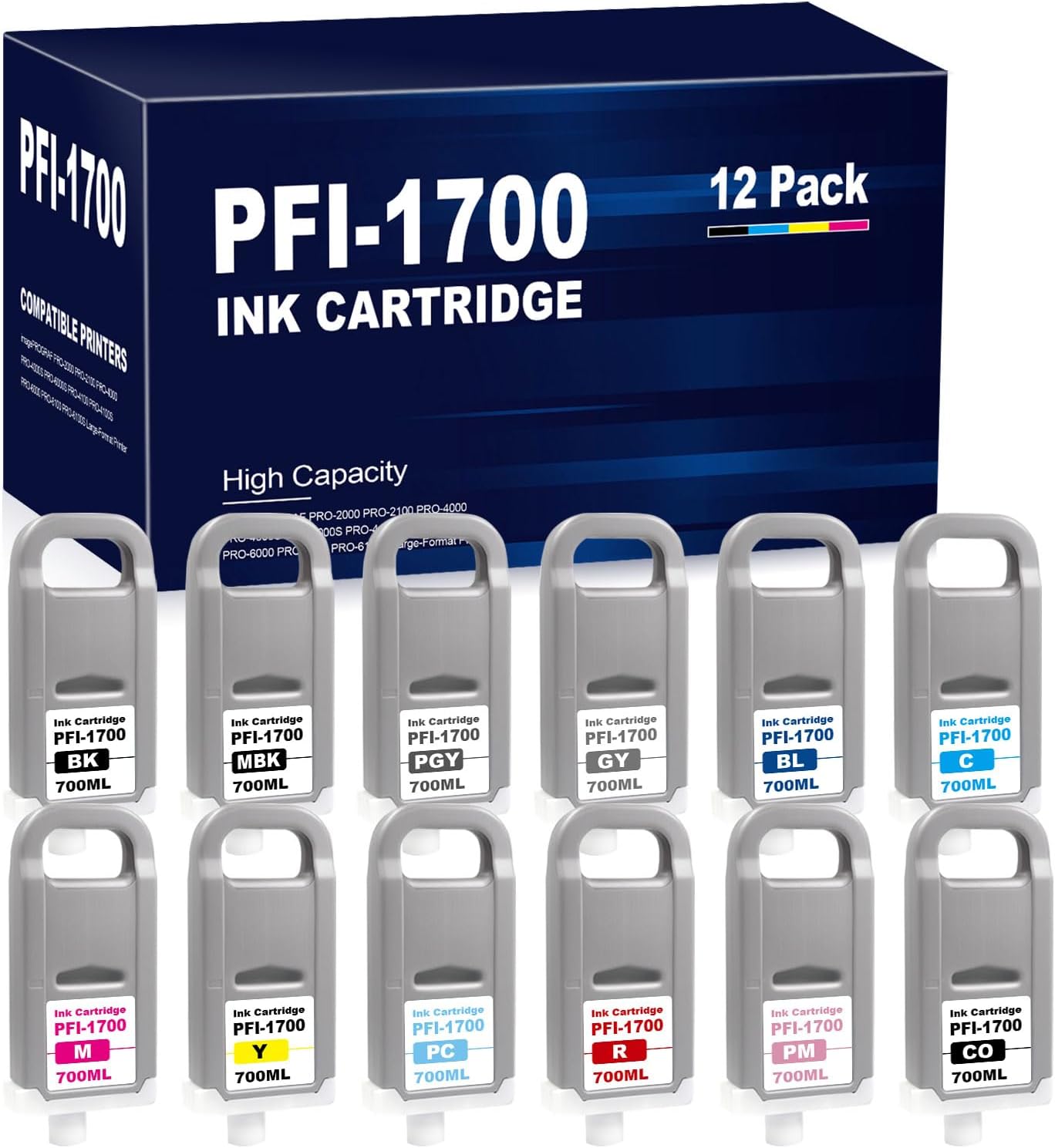 Amazon.com: PFI-1700 Ink Cartridge High Yield Compatible with Canon ImagePROGRAF PRO-2000, PRO ...