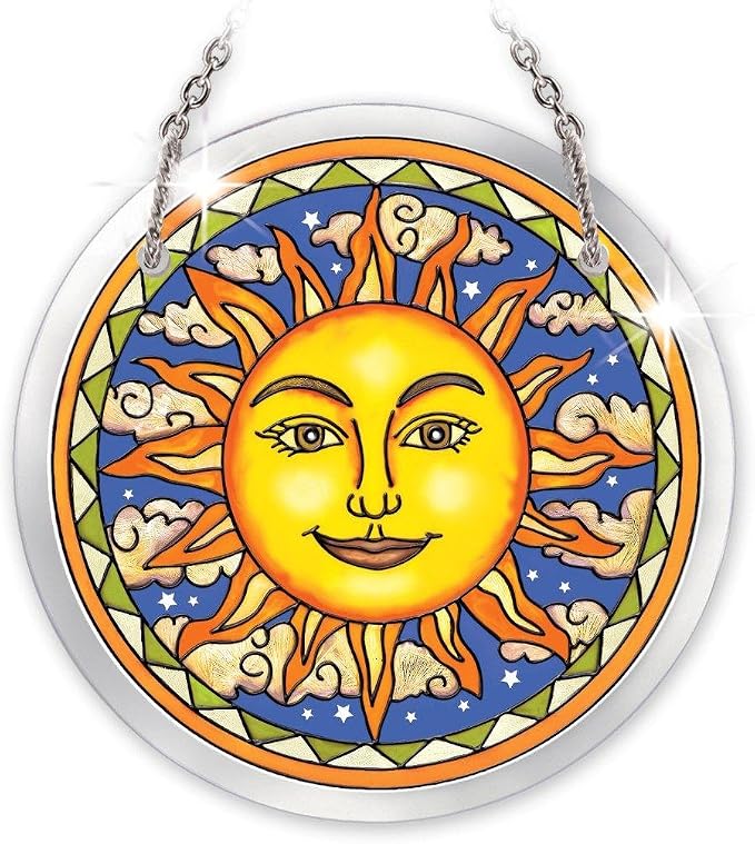 Amazon.com: Amia Beveled Glass Circle Suncatcher Celestial Design, 3-3/ ...