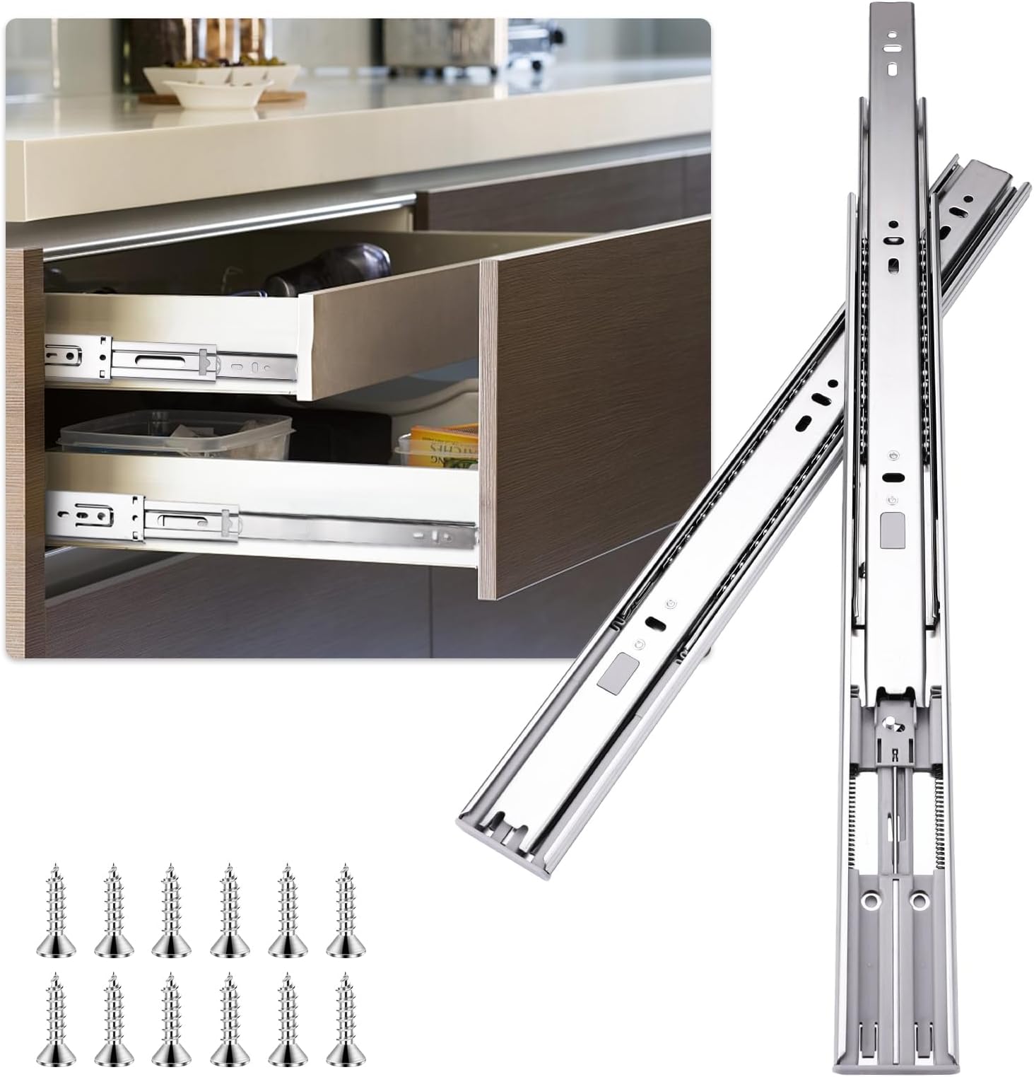 10 Pairs of 12 Inch Hardware 3-Section Full Extension Ball Bearing Side ...