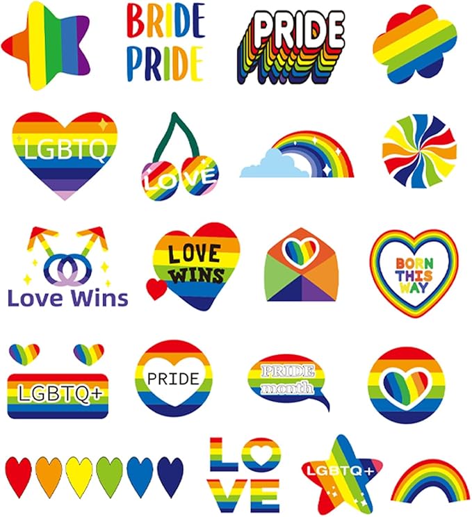 Amazon.com: Starboling Pride Stickers,Progress Pride Rainbow Heart ...