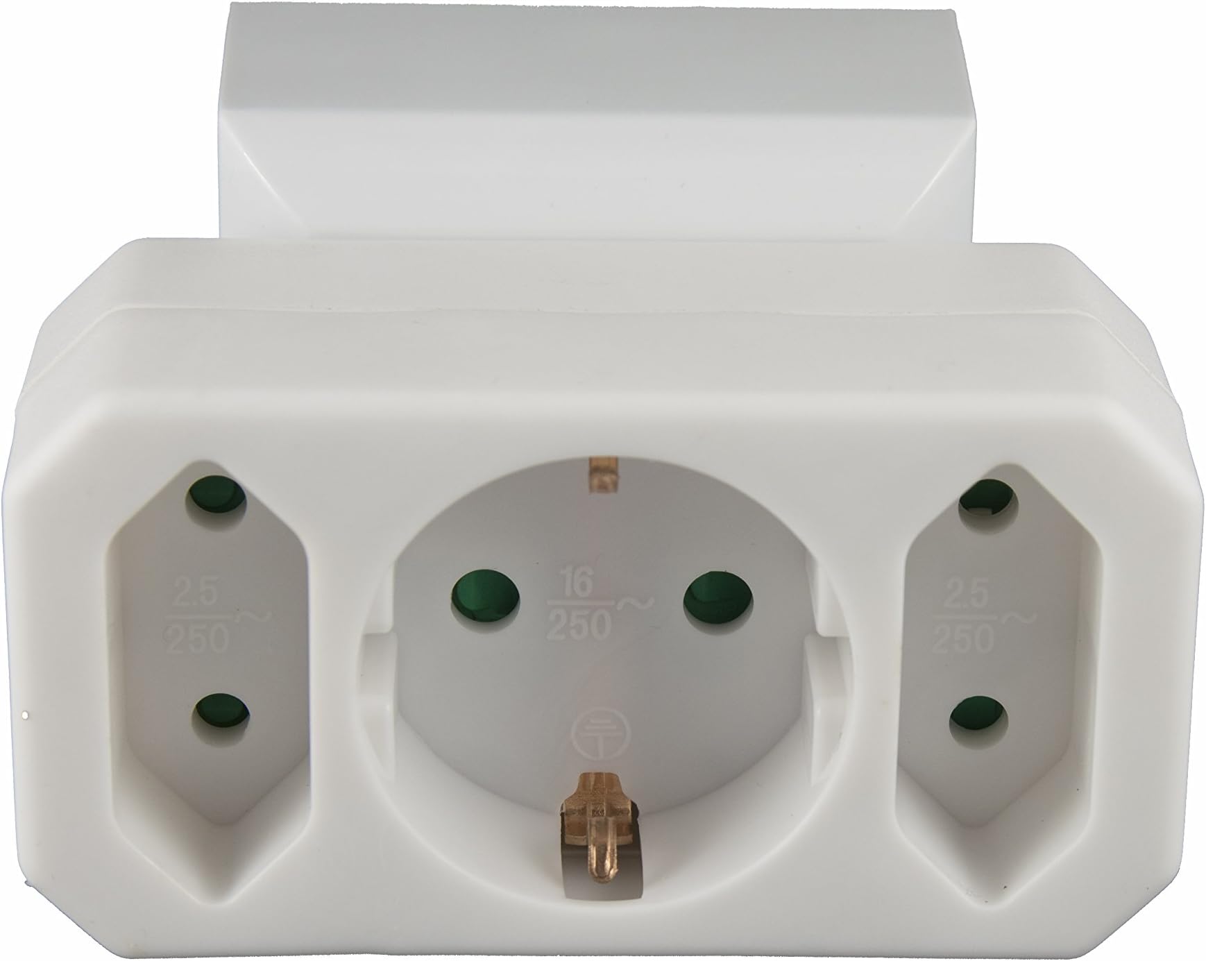 EXTRASTAR Mehrfachsteckdose 3-Fach Steckdosenadapter, 2 Euro+1 Schuko ...