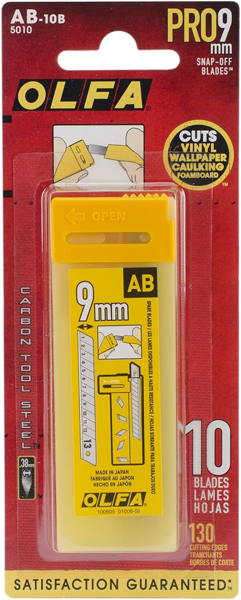 Amazon.com: OLFA 5010 AB-10B 9mm Snap-Off Silver Blade, 10-Pack : Tools & Home Improvement