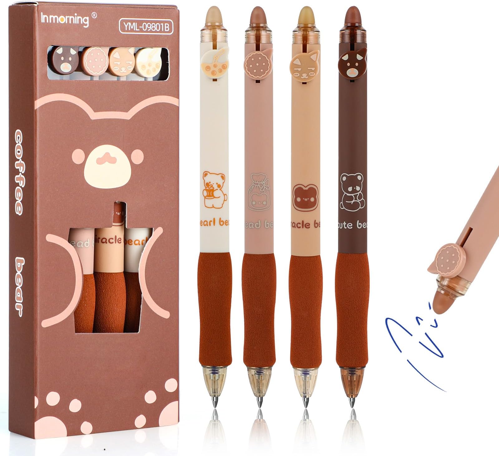 Lot de 4 stylos à encre gel effaçables Motif dessin animé Capybara ...