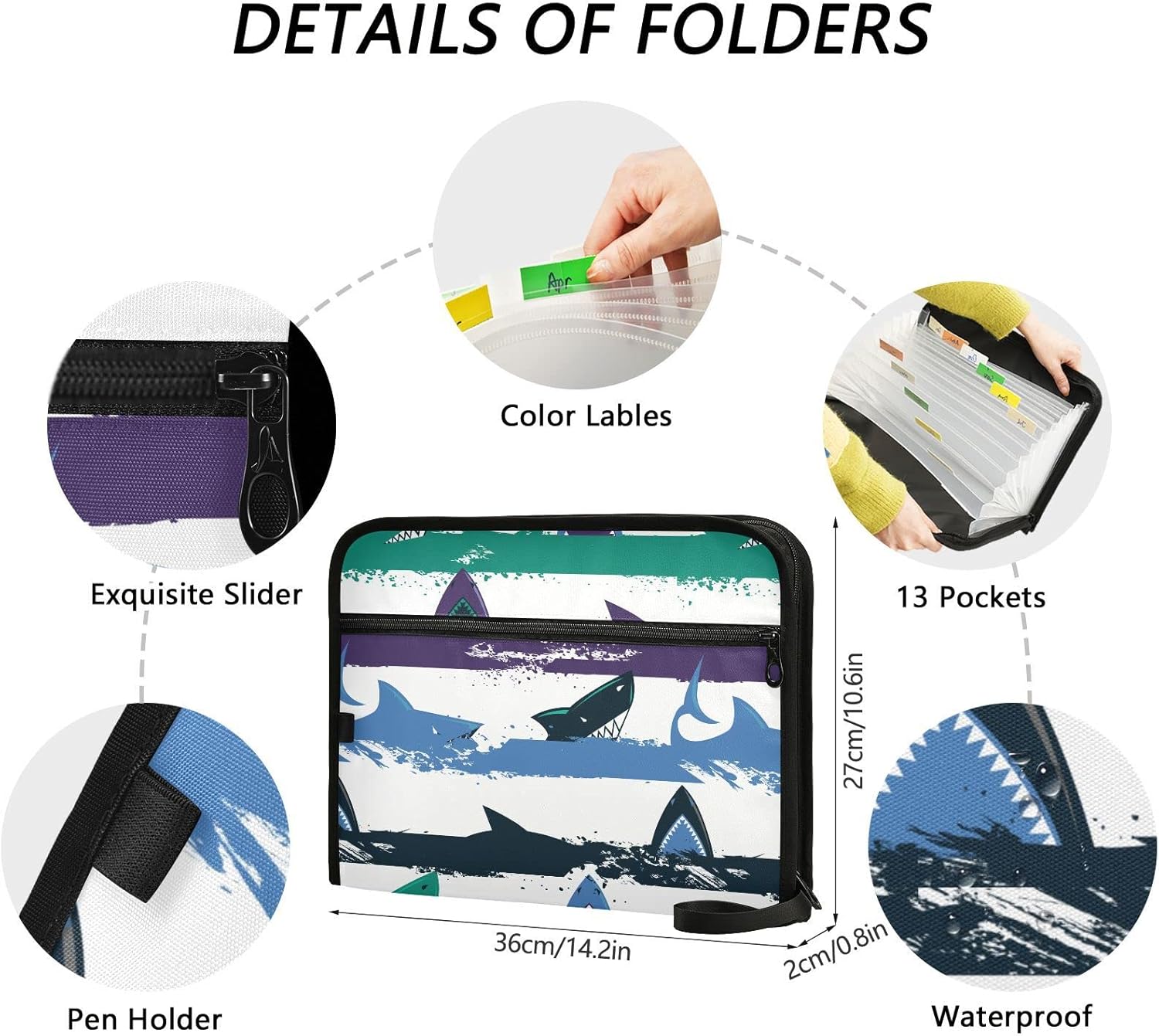 Shark Expanding File Folder for Documents A4 Letter Size Accordion File ...