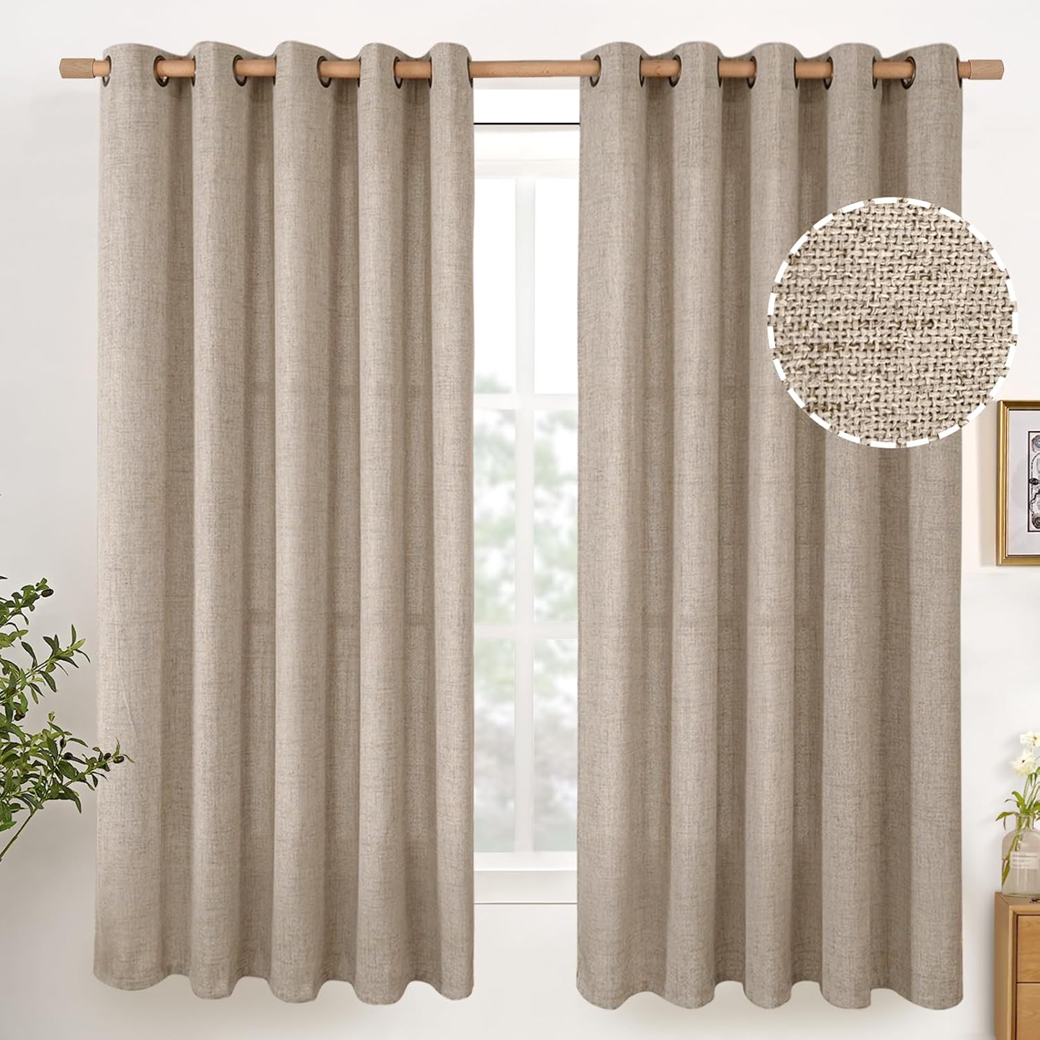 Amazon.com: YoungsTex Linen Curtains 63 Inches Length Textured Short ...