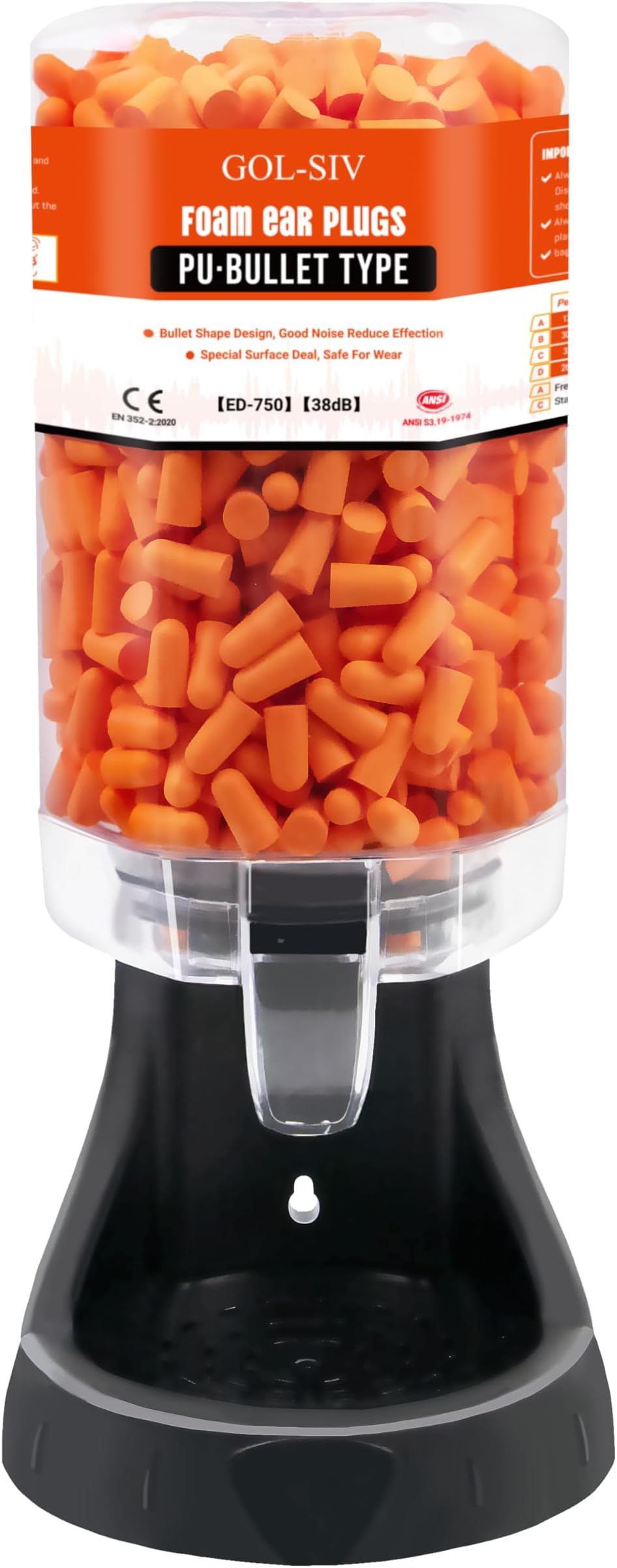 Amazon.com: GOL-SIV Ear Plugs Dispenser,with 1000Pcs Refillable SNR 38dB Foam Earplugs,Wall ...