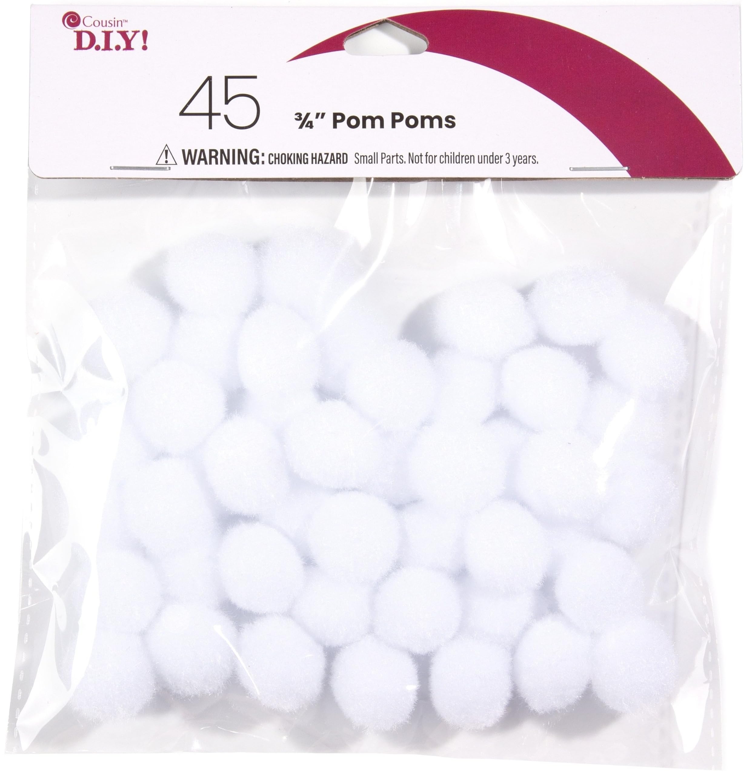 Amazon.com: Cousin DIY White 3/4 inch Poms, 45 Pack : Arts, Crafts & Sewing