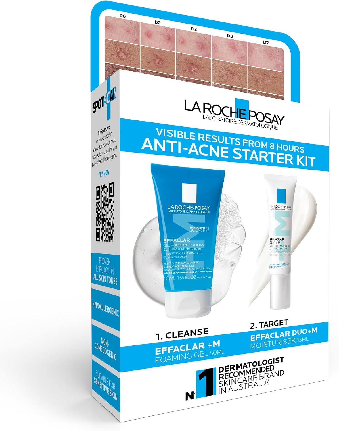 La Roche-Posay Anti Acne Starter Kit with Effaclar +M Foaming Gel 50ml ...