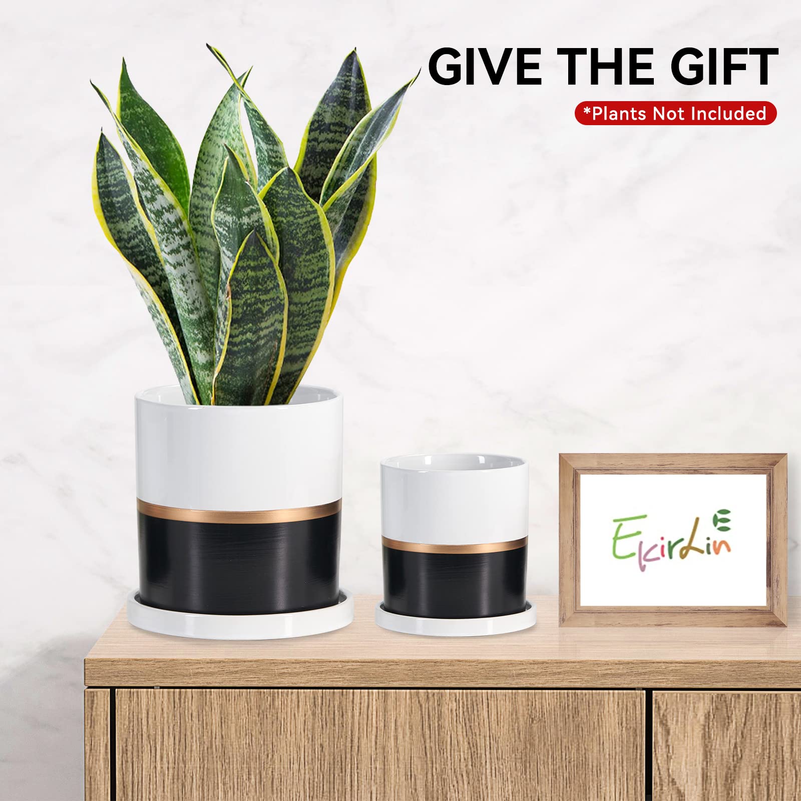 Ekirlin 5 inch Plant Pot - Ceramic Flower Planters Indoor - Modern ...